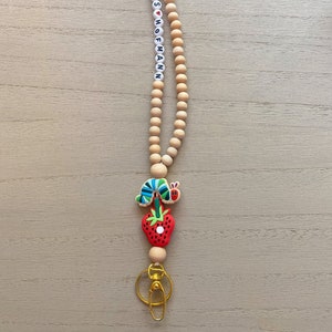 Personalized Teacher Lanyard - Wooden Beaded Lanyard - Beaded Lanyard ...