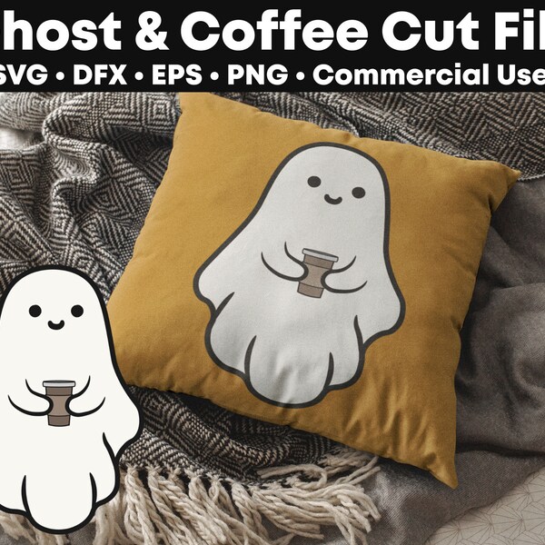 Ghost Holding Coffee Svg - Etsy