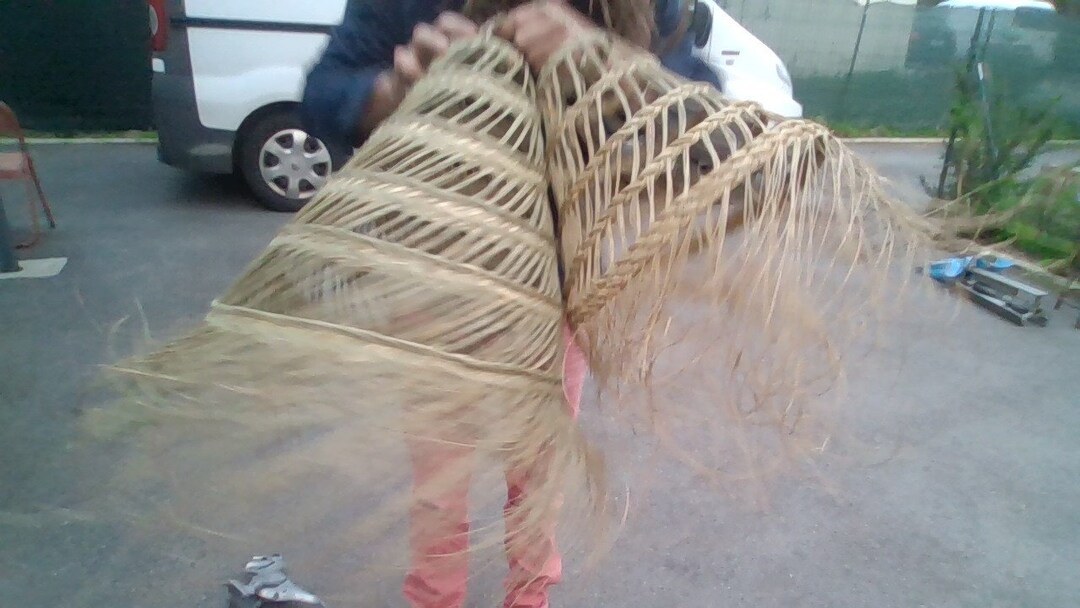 Openwork Conical Pendant Lamp in Alfa. Straw Decoration Home. Abat Day ...