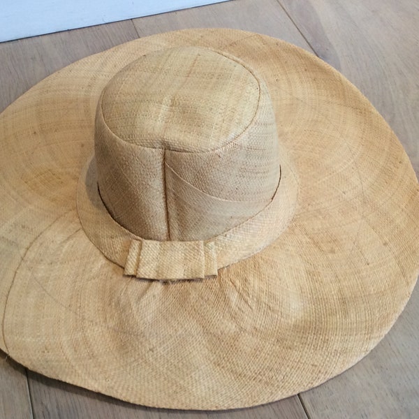 Flat Brim Straw Hat - Etsy