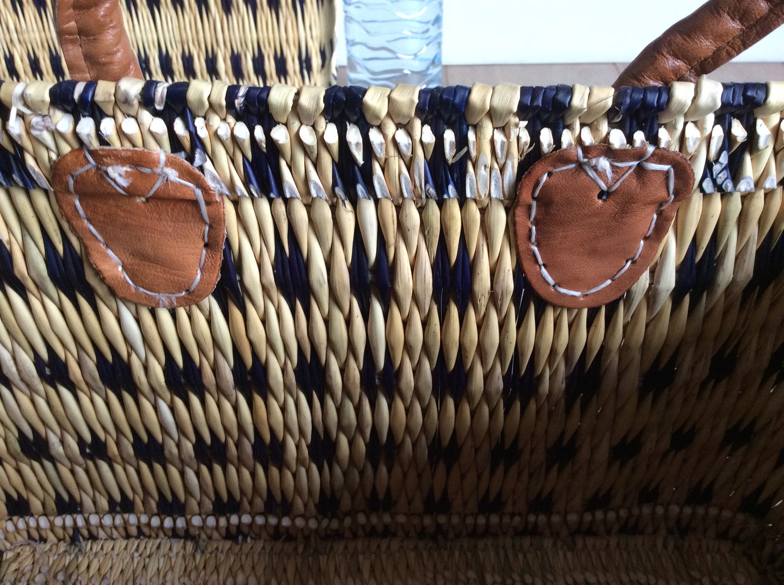 Rush Basket With Leather Handles - Etsy