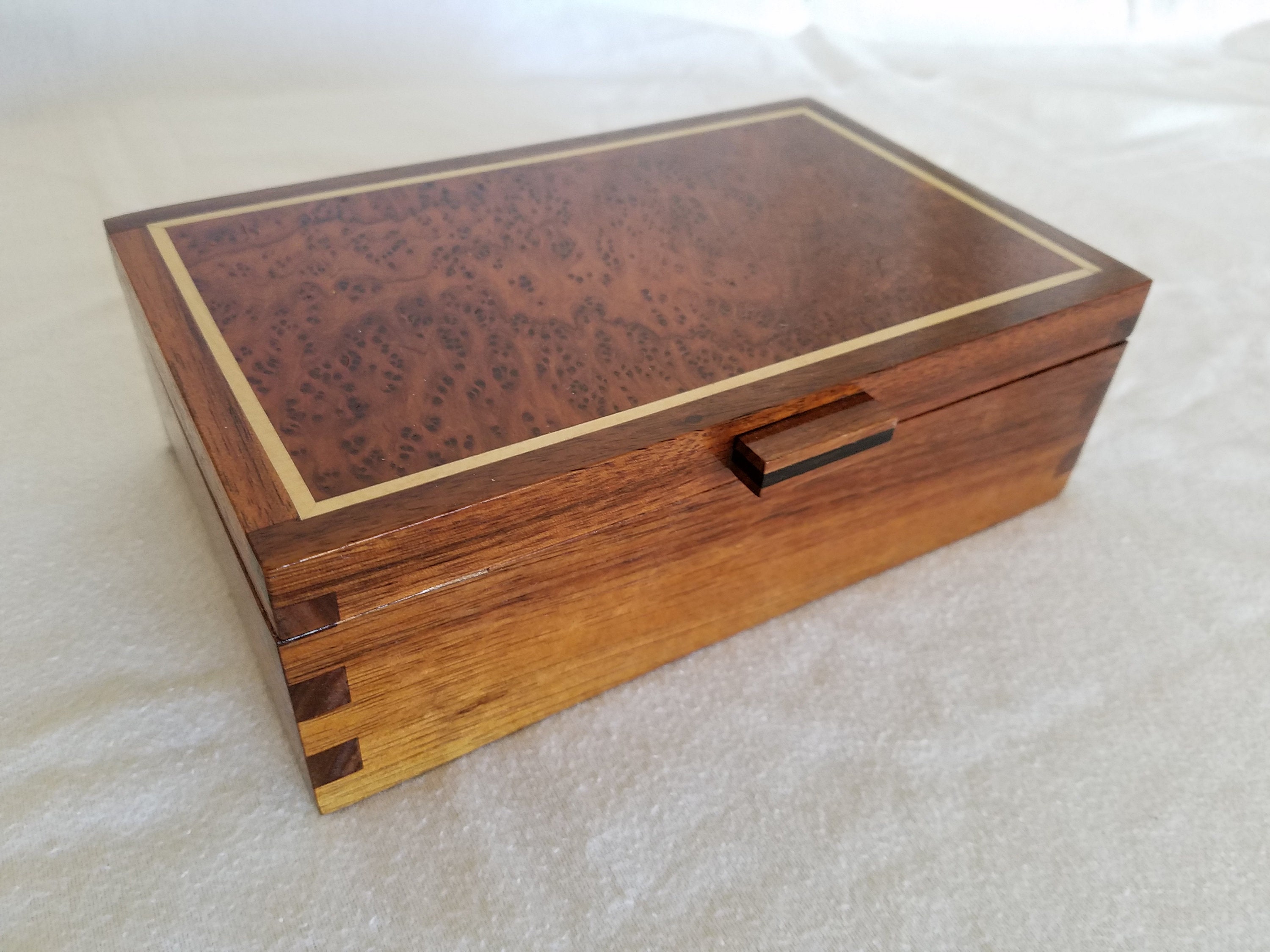 Acacia Jewlery/keepsake Box With Redwood Burl Panel - Etsy