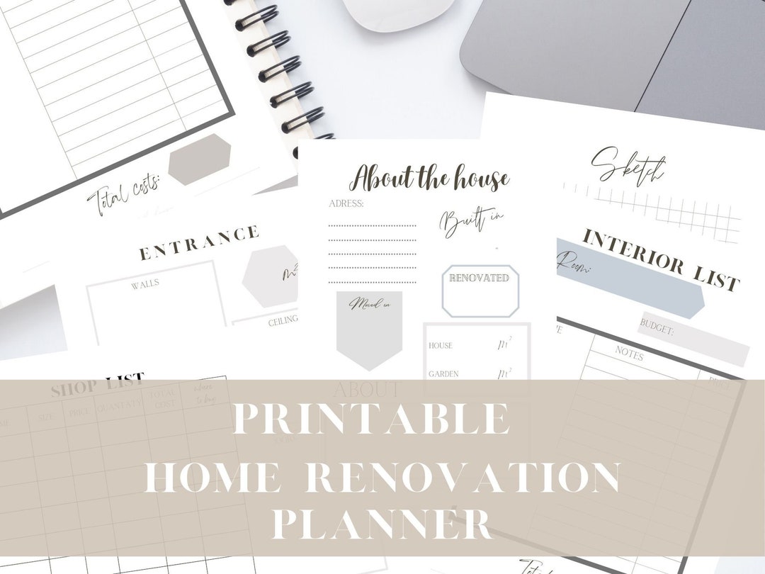 Home Improvement Planner, Printable Renovation Checklist, House Rebuild ...