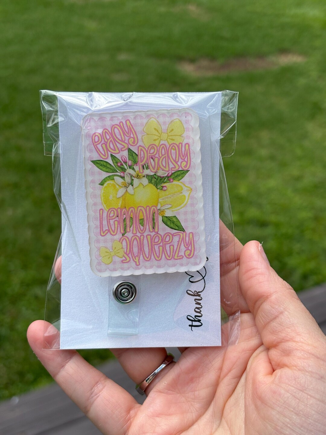 Easy Peasy Lemon Squeezy Badge Reel | Cute Lemon Acrylic ID Holder for ...