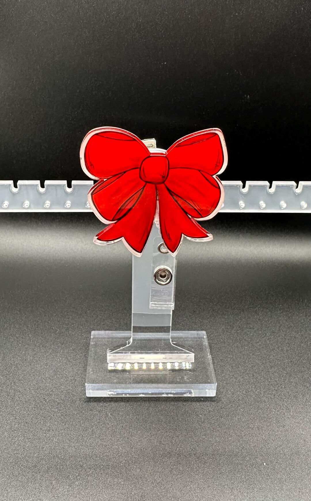 Retractable Bow Badge Reel | Acrylic Bow ID Clip Holder - Etsy