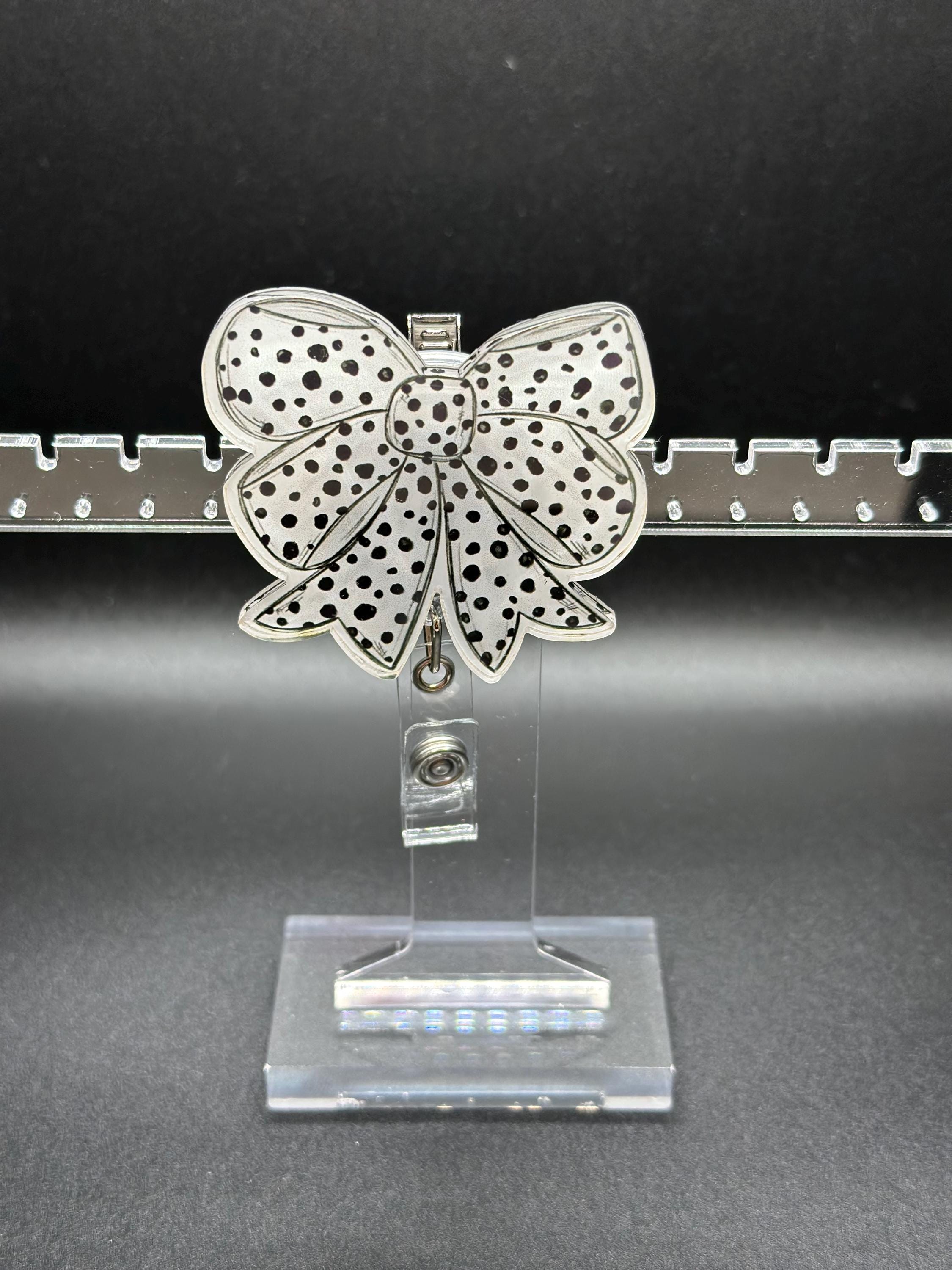 Polka Dot Bow Badge Reel - Chic Retractable ID Holder - Etsy
