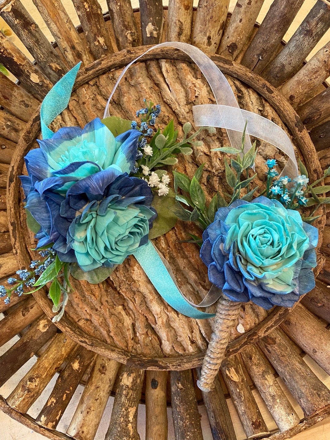 Custom Corsage & Boutonniere Set, Wood Flower Corsage, Wood Flower Prom ...