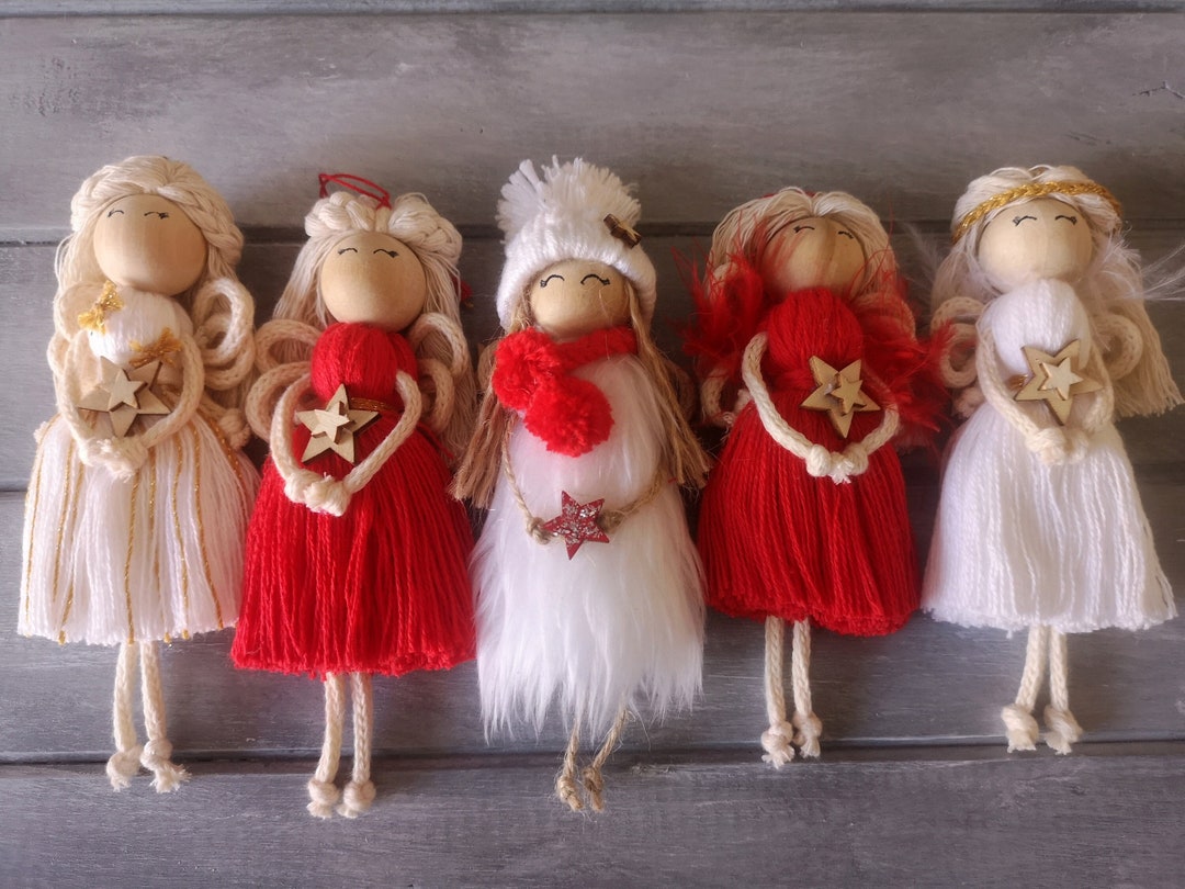 Handmade Macrame Doll Angels With Wings Sets Christmas Tree - Etsy UK