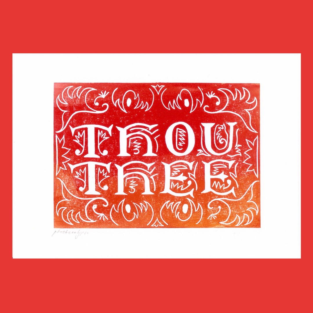 THOU/THEE Pronouns Linocut A5 Print - Etsy