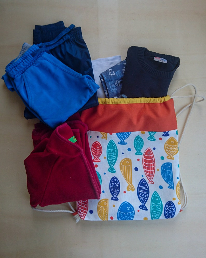 Cotton Drawstring Backpack for Kids. Fully Lined, Handmade. Bag for ...