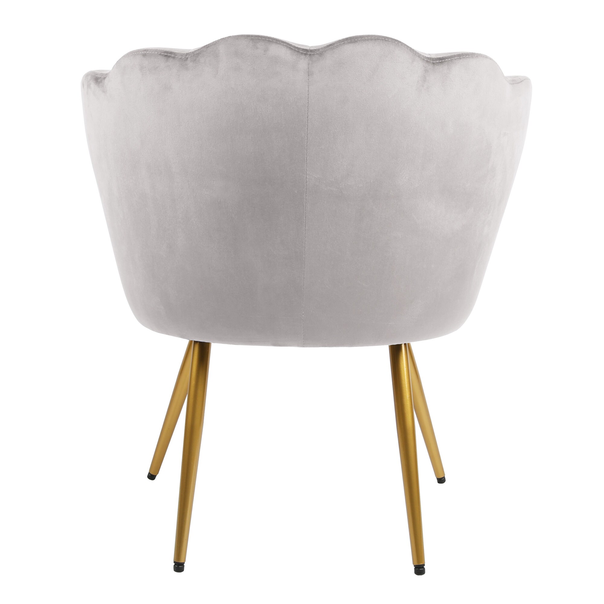 Silver Grey Velvet Accent Chair With Petal Back Scallop Armchair Gold ...