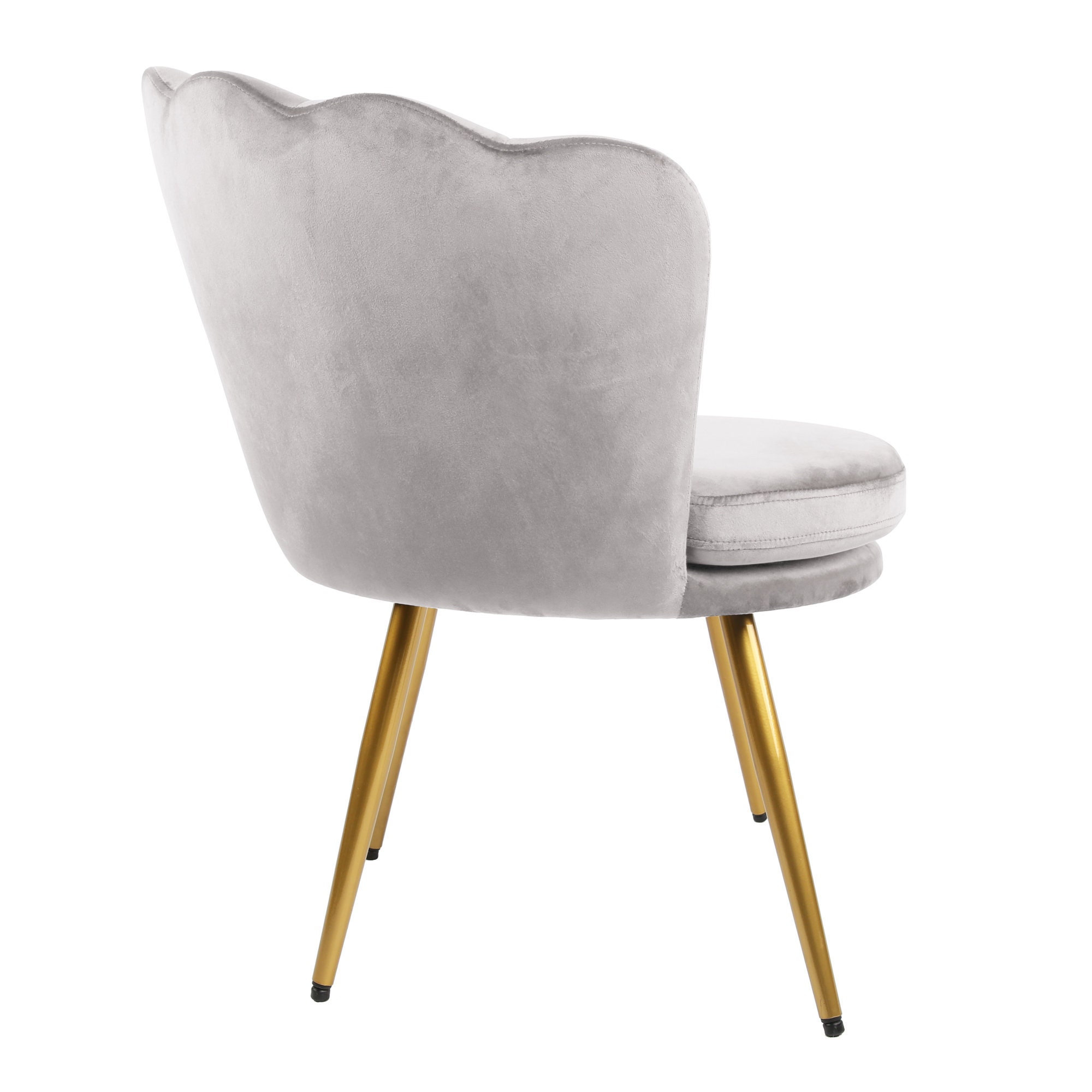 Silver Grey Velvet Accent Chair With Petal Back Scallop Armchair Gold ...