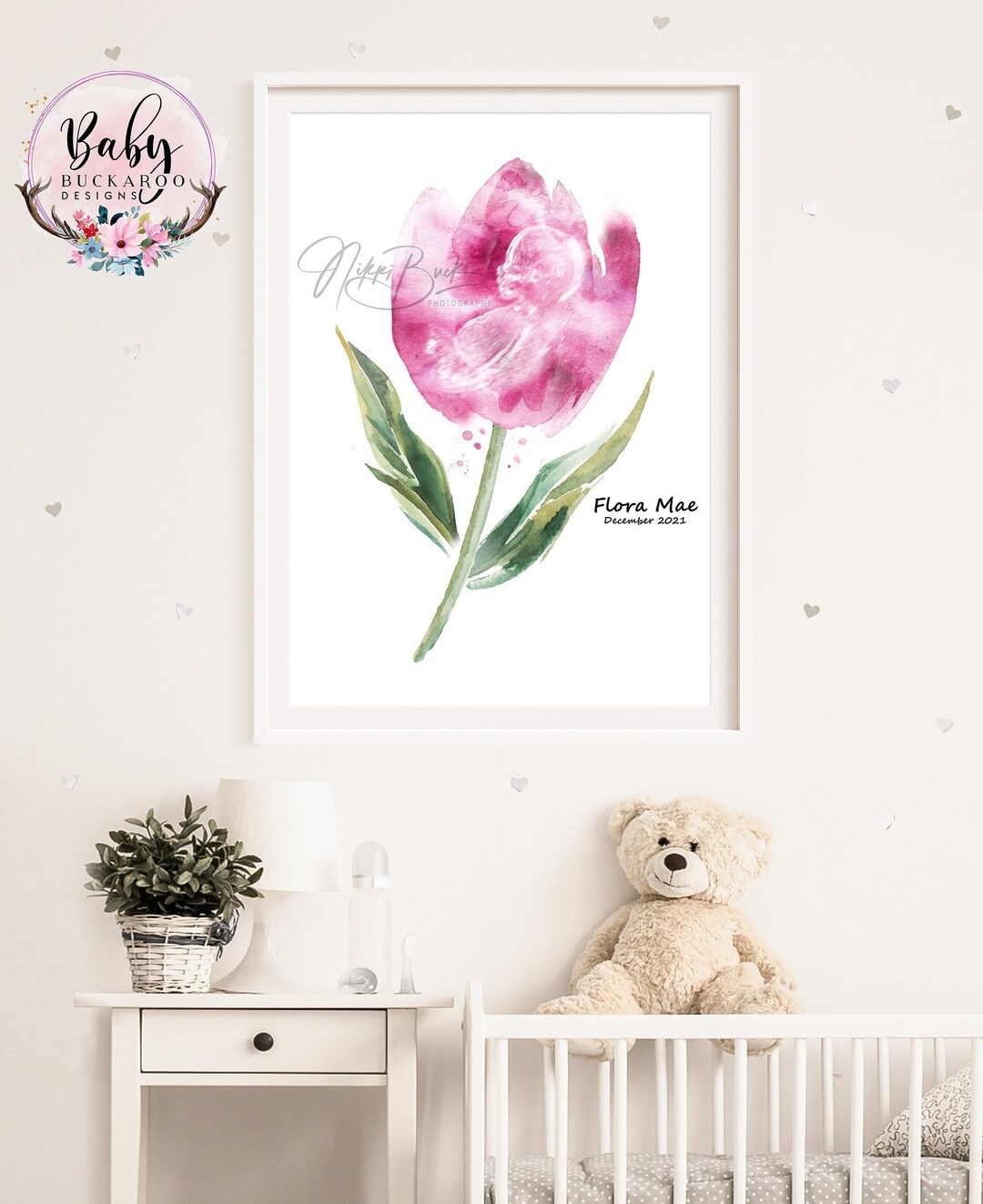 Custom Watercolor Tulip Ultrasound Keepsake - Etsy