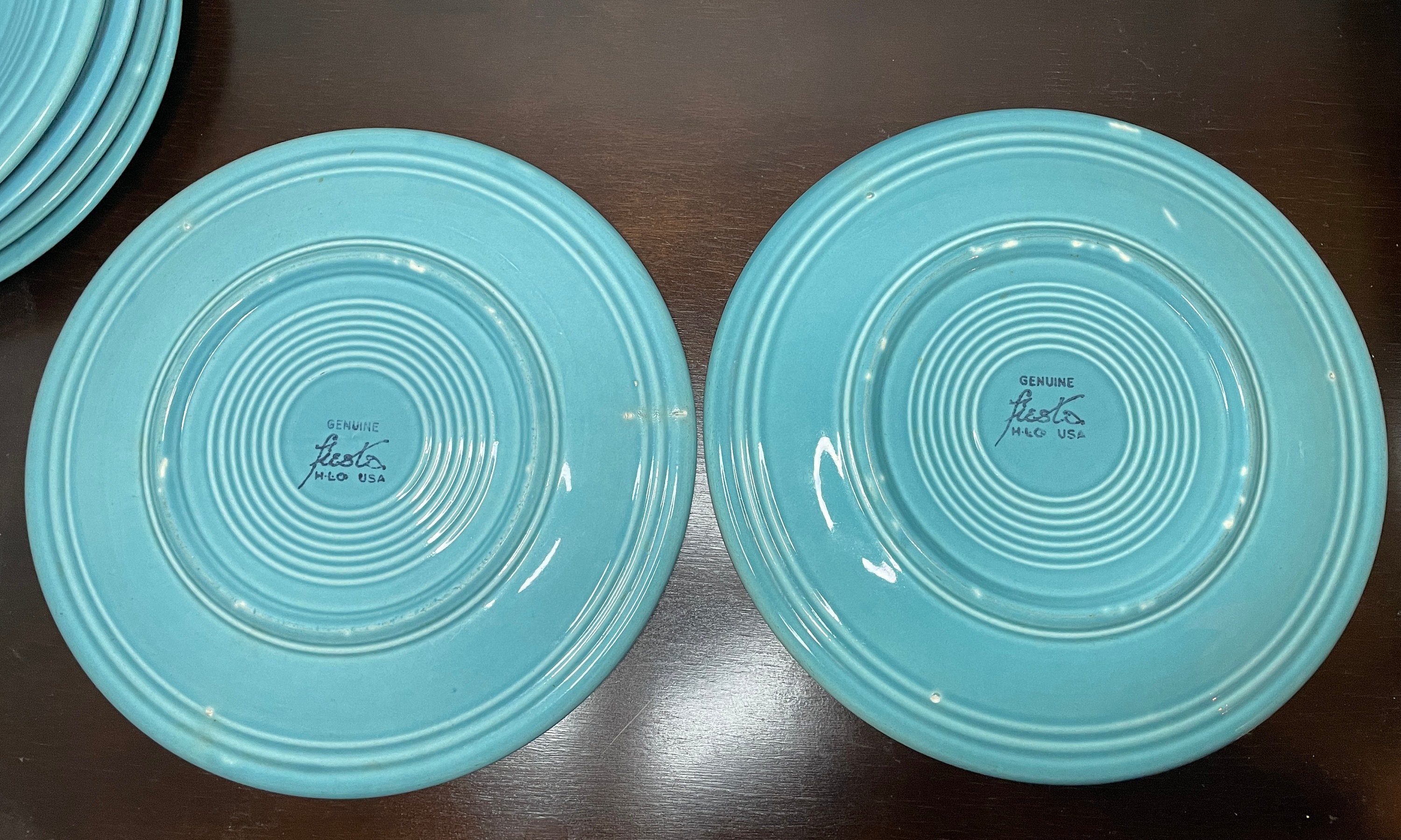 Fiesta Early Vintage Set of 6 Turquoise 9.5 Luncheon Plates Fiestaware ...
