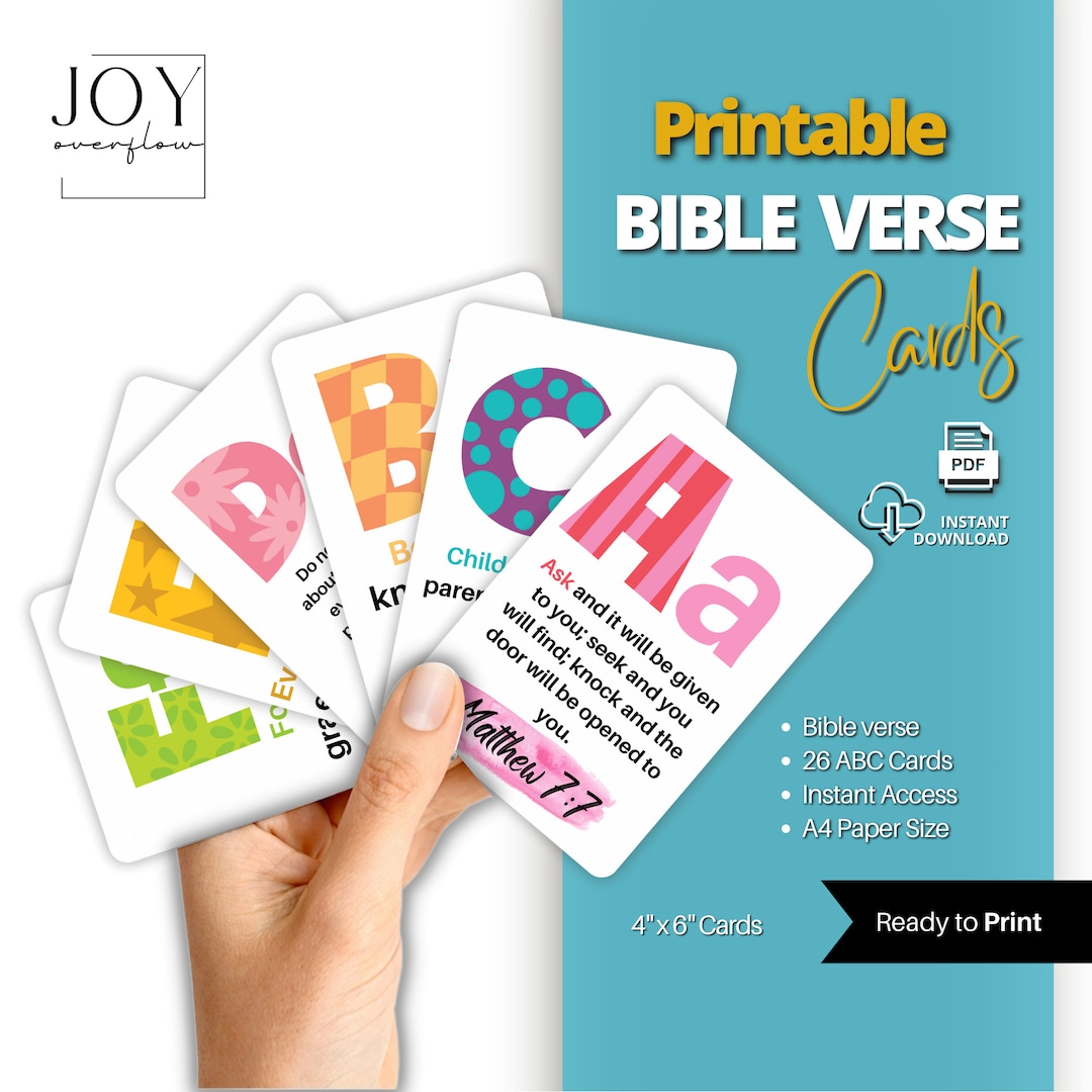 Scripture ABC Cards Kids, Bible Scripture Cards Printable, Scripture ...