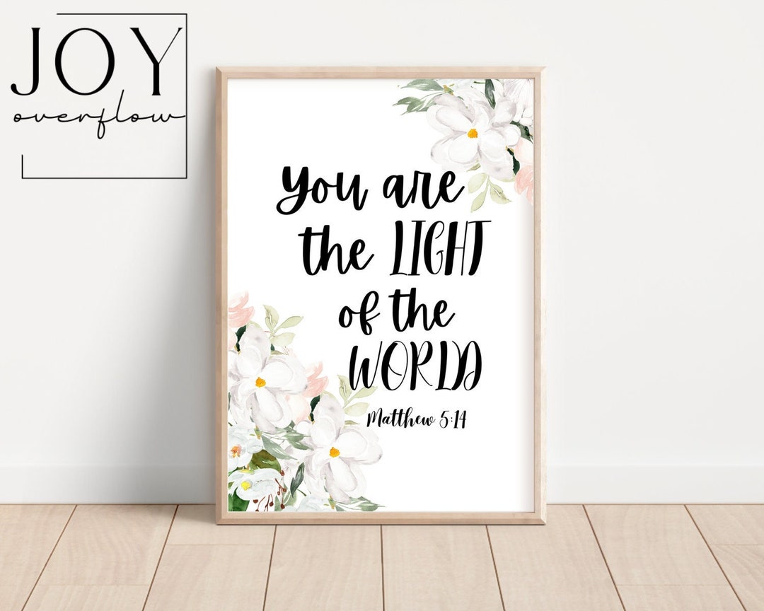 Livingroom Art, Bible Verse Wall Art, You Are the Light of the World ...