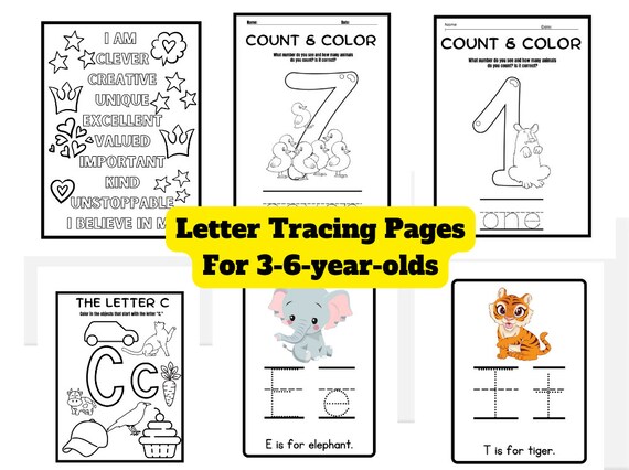 Preschool Activity Worksheet Coloring Pages for 3-6 Year | Etsy