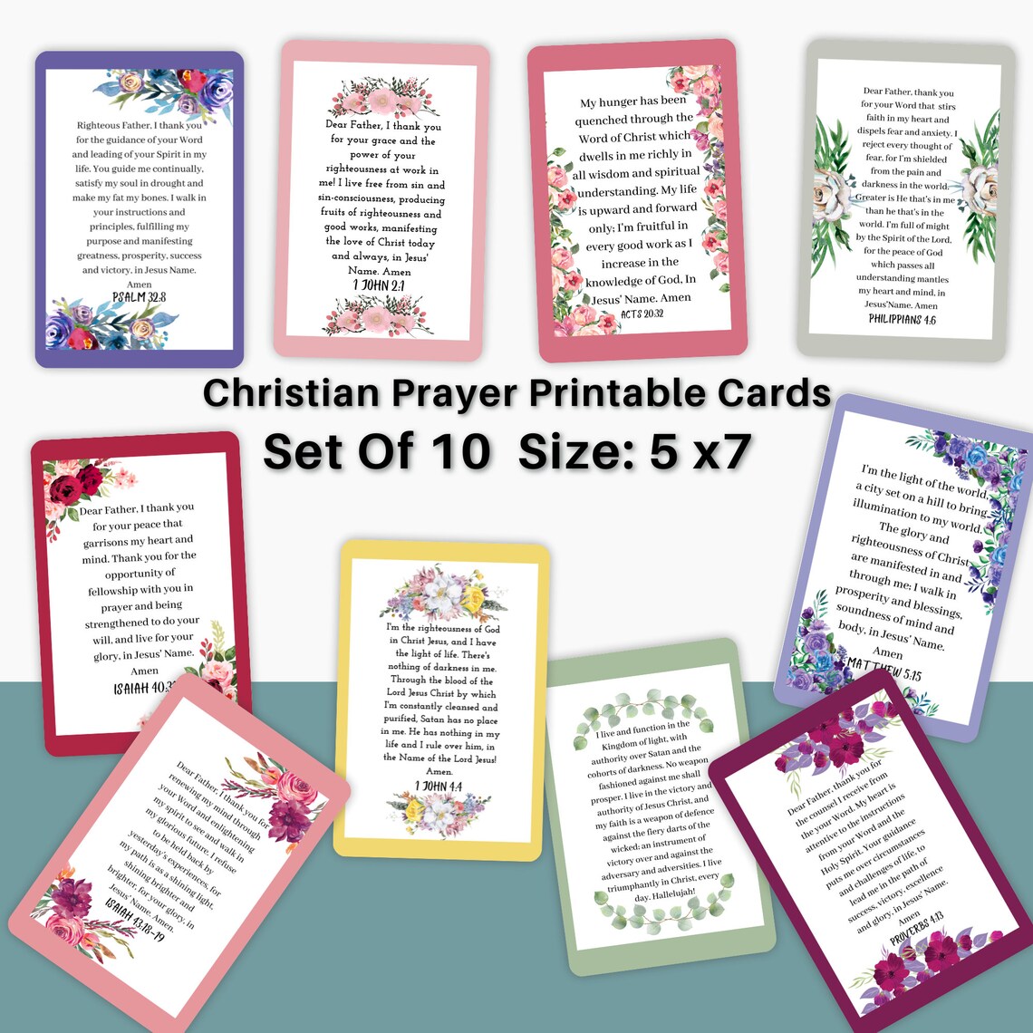Christian Floral Prayer Cards, Bible Verse Cards, Scripture Cards ...