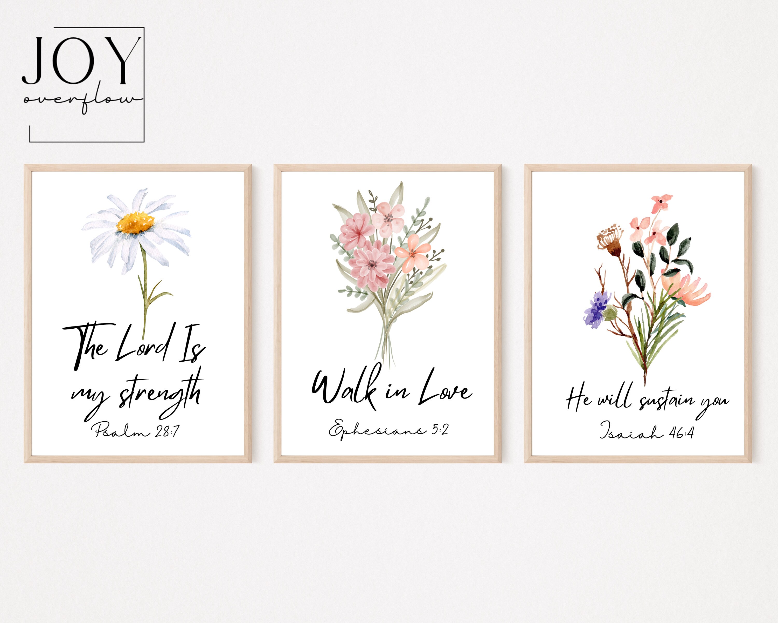 Wall Art Set of 6 Scripture Artwork Set of 6 Prints Floral - Etsy