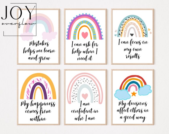 Set of Six Kids Positive Affirmation Wall Art Kids - Etsy