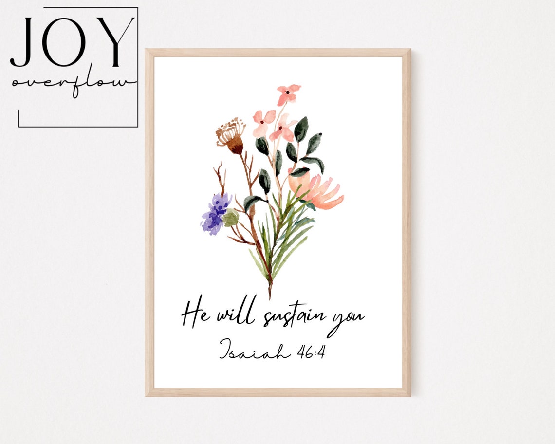 Wall Art Set of 6, Scripture Artwork, Set of 6 Prints, Floral Artwork ...