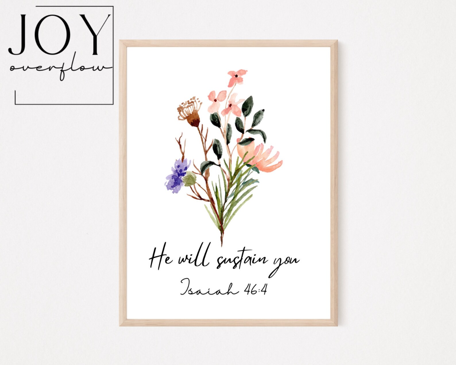 Wall Art Set of 6, Scripture Artwork, Set of 6 Prints, Floral Artwork ...