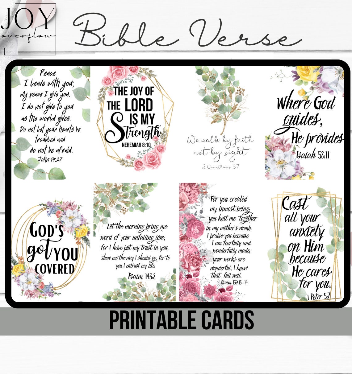 Floral Bible Verse Set of 24, Christian Note Cards, Scripture Note ...