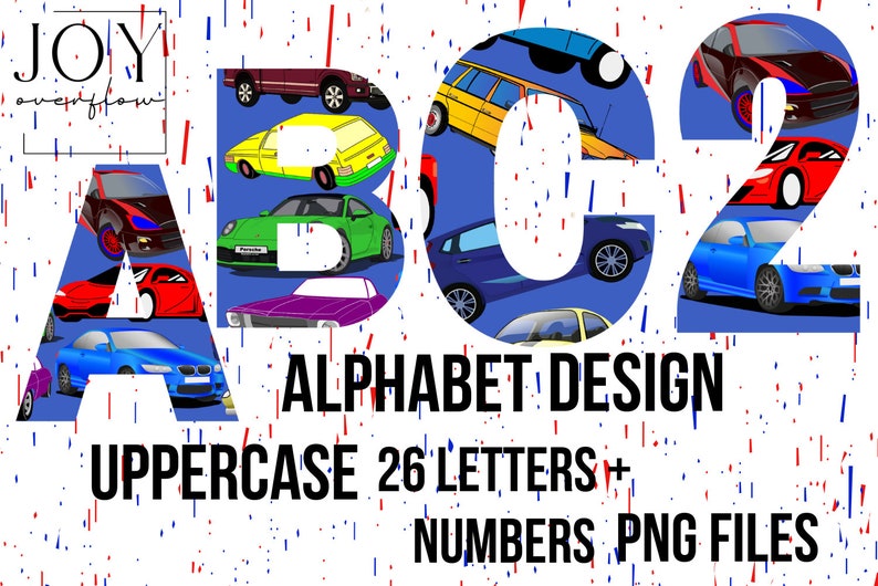 Cars Alphabet Clipart Sublimation Alphabet Watercolor - Etsy