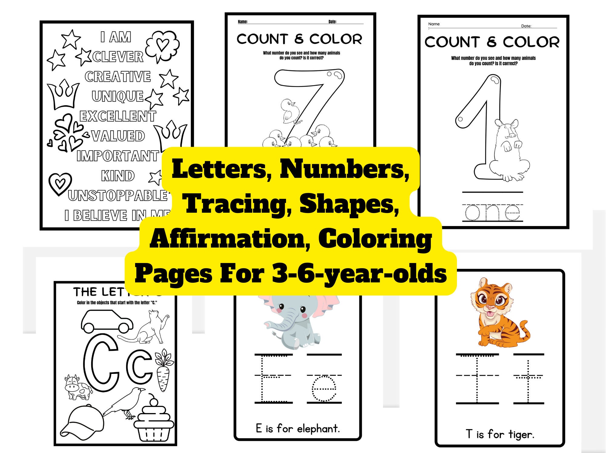 Preschool Activity Worksheet Coloring Pages for 3-6 Year - Etsy