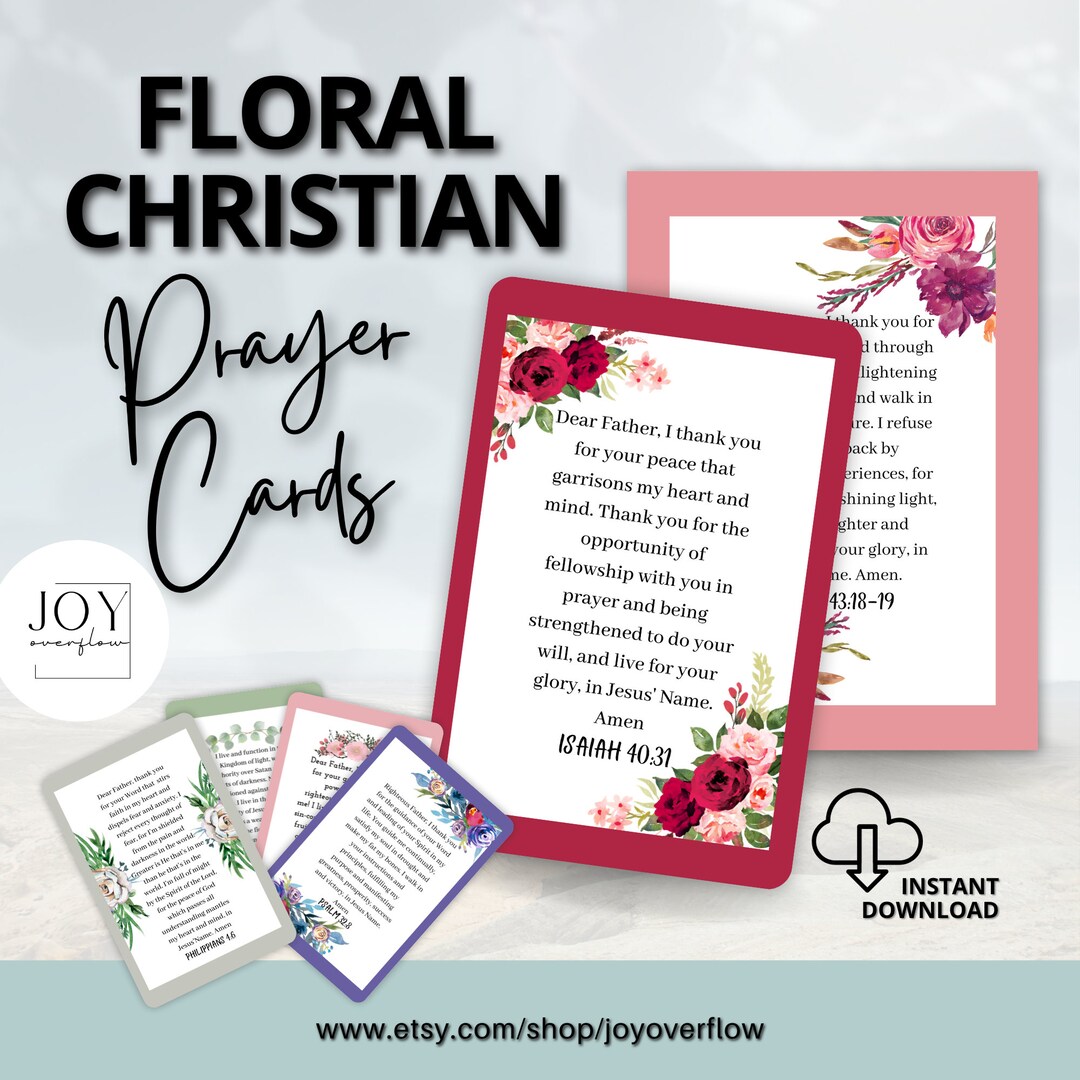 Christian Floral Prayer Cards, Bible Verse Cards, Scripture Cards ...