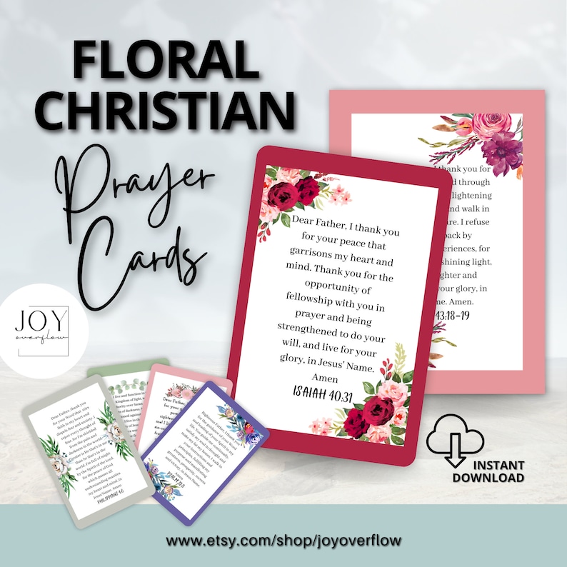 Christian Floral Prayer Cards, Bible Verse Cards, Scripture Cards ...