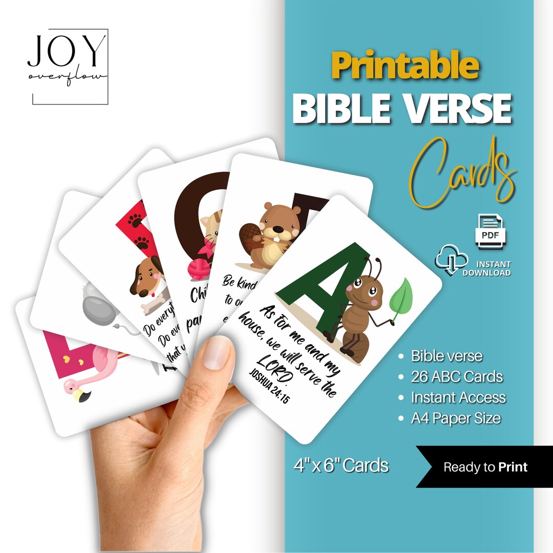 Bible Cards Set, ABC Bible Cards, Scripture Cards for Kids, Memory ...