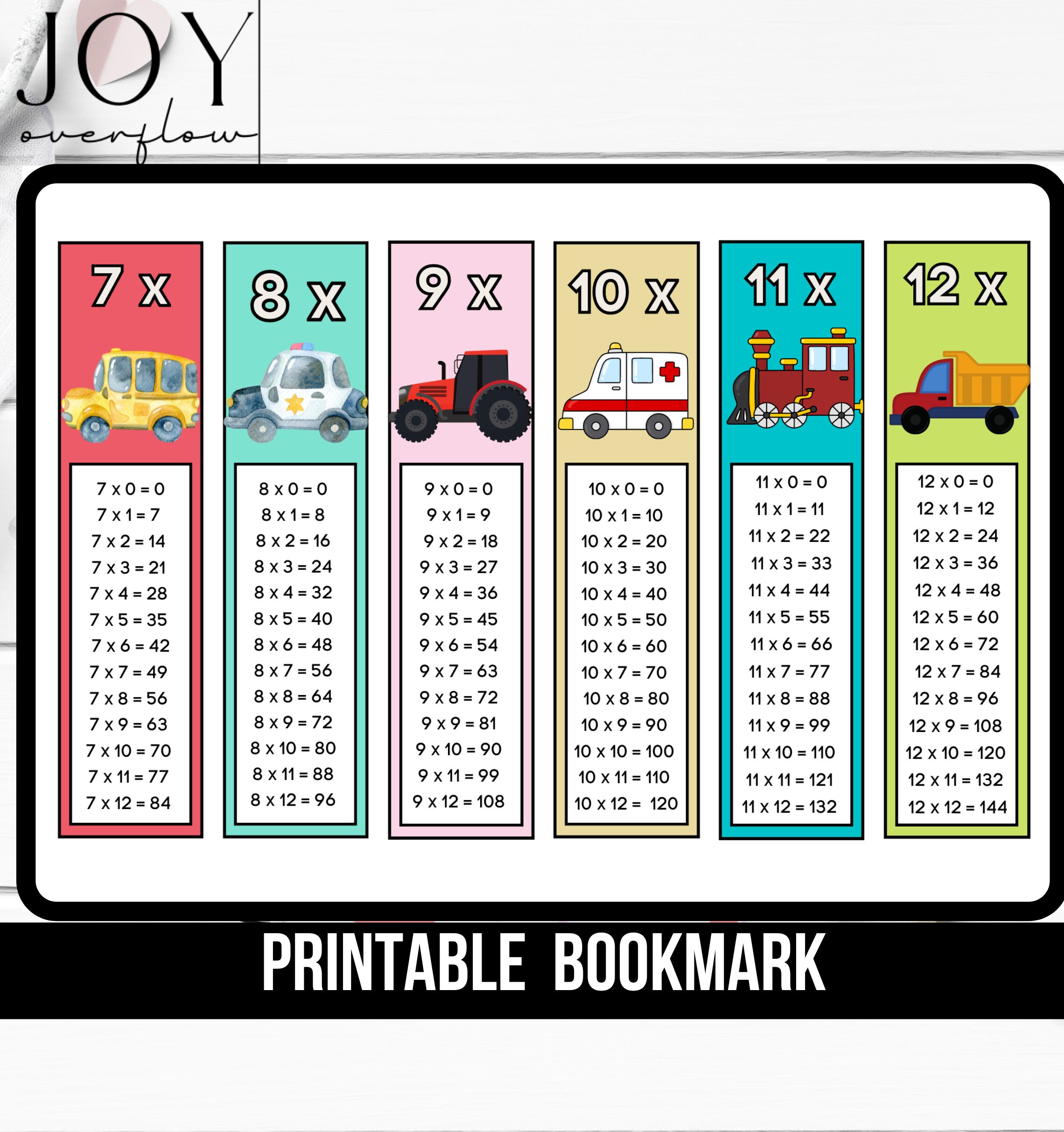 Bookmark Set Activity Bookmark Printable Bookmarks Times - Etsy