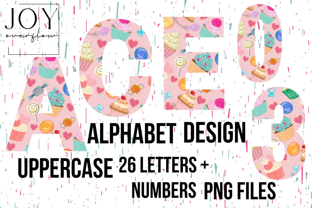 Cup Cake Alphabet Clipart, Png Alphabet, Watercolor Clipart, Printable ...