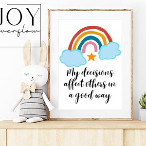 Set of Six Kids Positive Affirmation Wall Art, Kids Affirmation Print ...