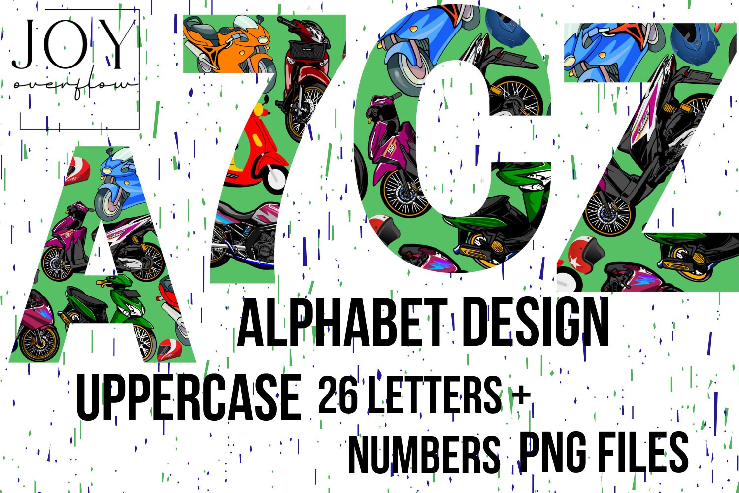 Motorcycle Clipart, Alphabet Clipart, Sublimation Alphabet, Watercolor ...