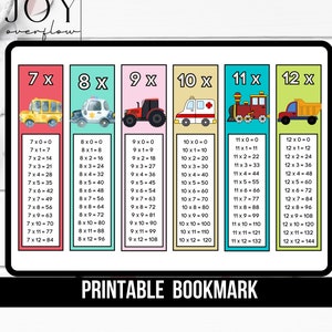 Bookmark Set, Activity Bookmark, Printable Bookmarks, Times Table ...