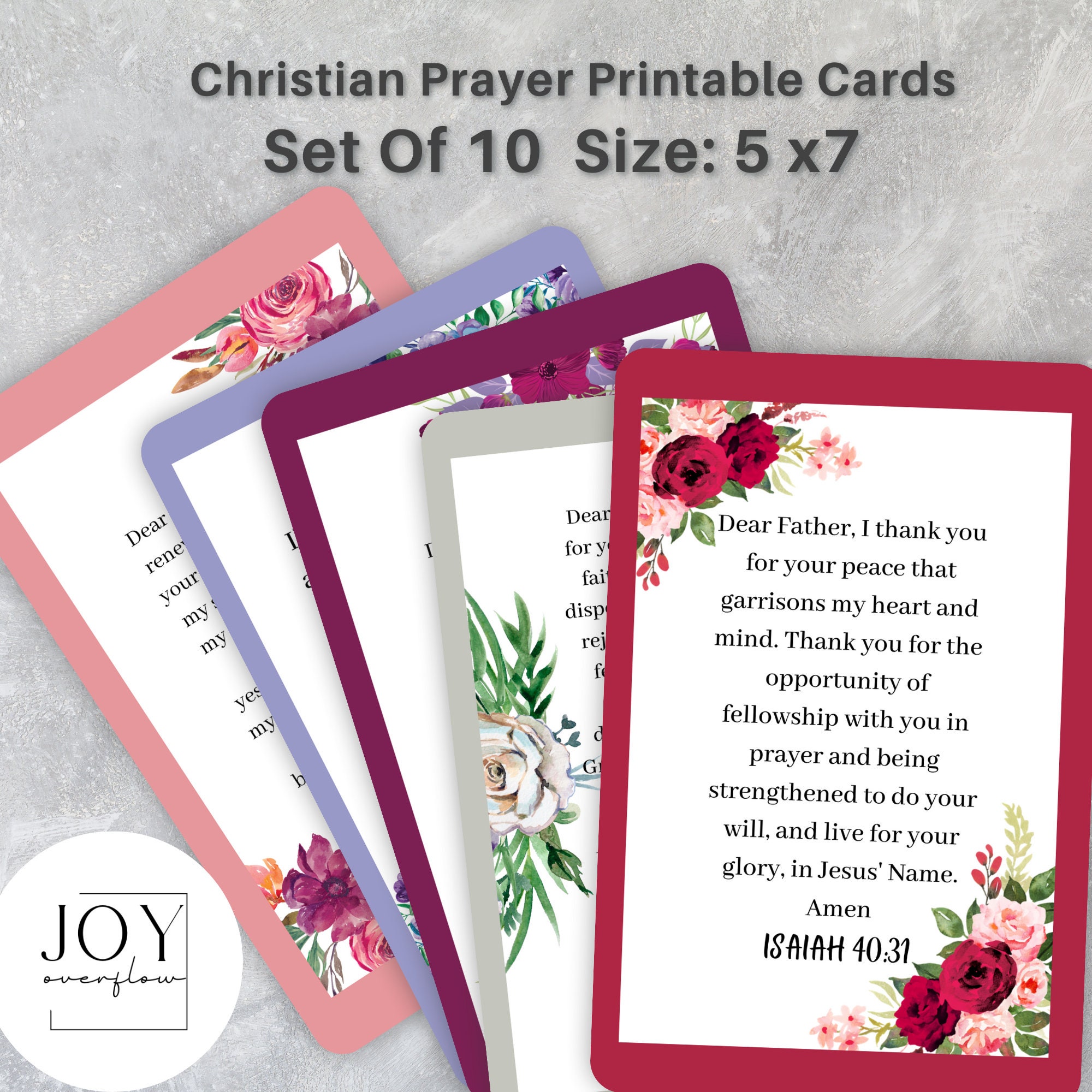 Christian Floral Prayer Cards, Bible Verse Cards, Scripture Cards ...