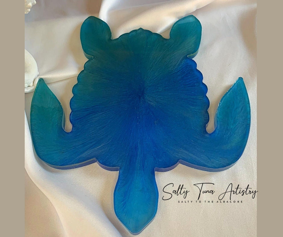 Home Décor Satin Rose w/ Sea Turtle 12 x 7 Vanity Tray or Charcuterie ...