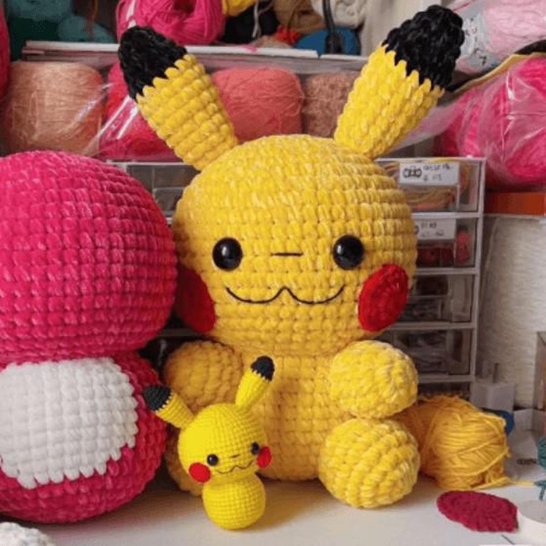 Patrón de Pikachu Amigurumi, Patrón de crochet de Pokémon, Peluche de ...