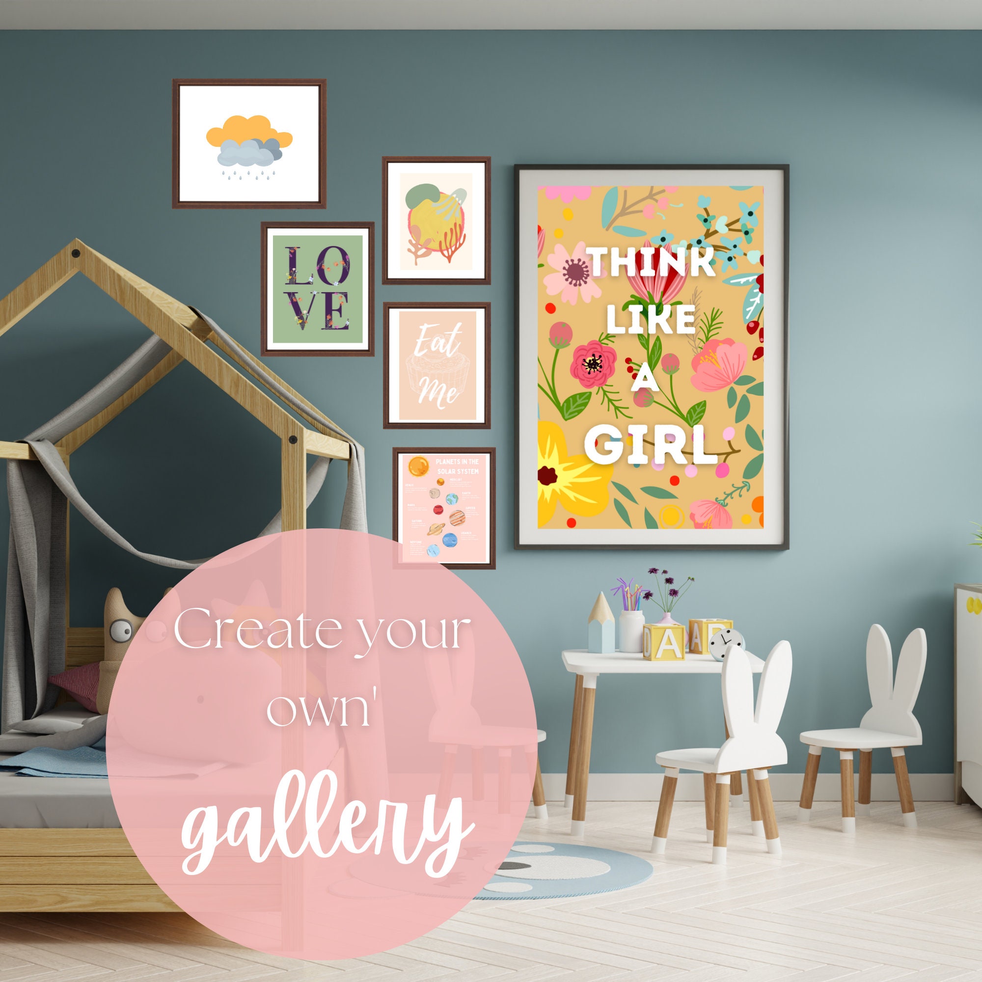 Think Like A Girl Quotes About Life Feminist Quote Art Nursery Wall Art ...