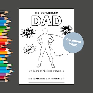 Superhero Dad Coloring Page, Father's Day Gift, Dad Appreciation, Dad's ...