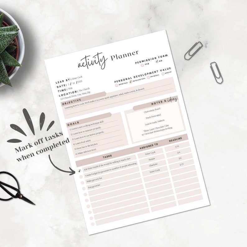 LDS YW Planning Worksheets: 10 Simple & Elegant Editable Latter-day ...