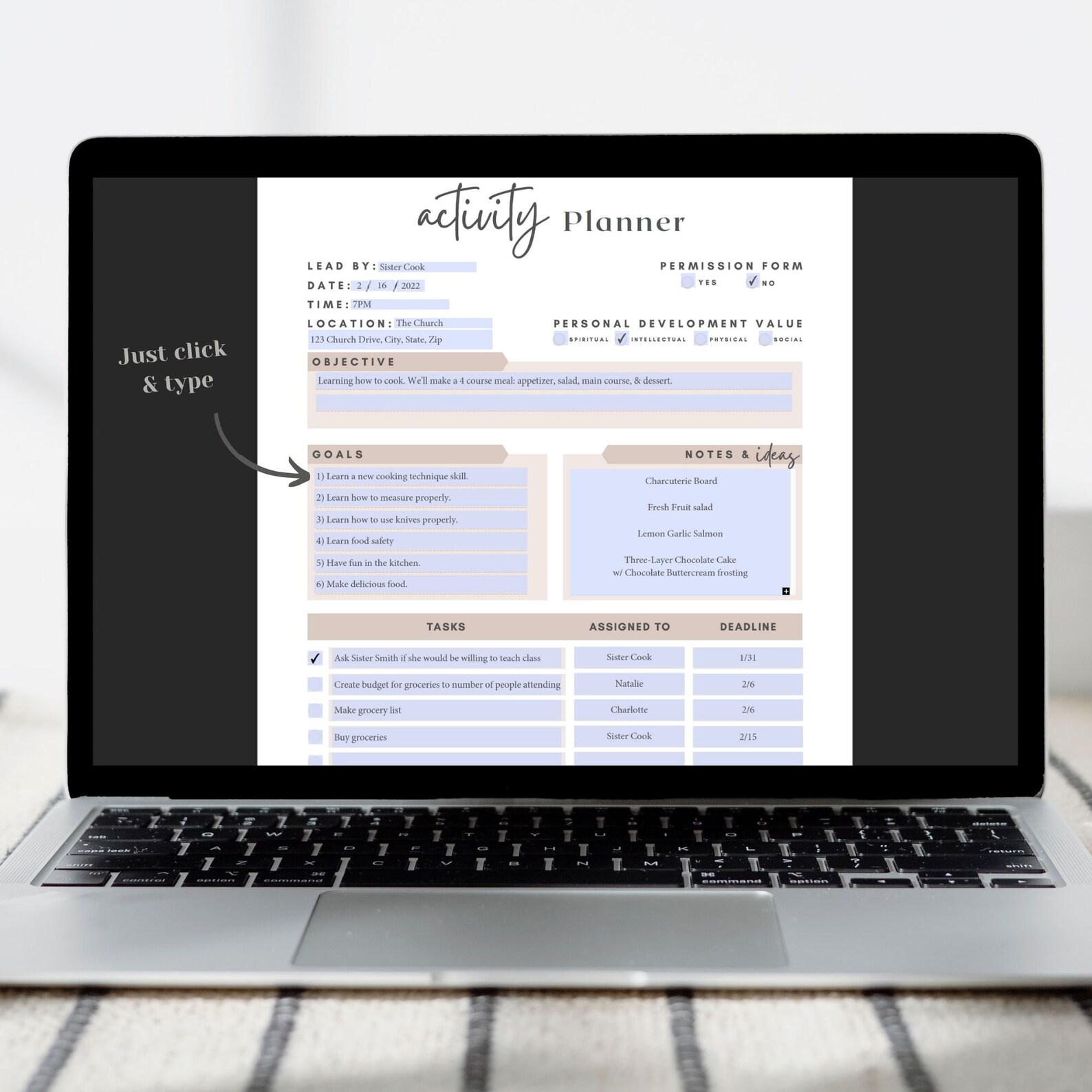 LDS YW Planning Worksheets: 10 Simple & Elegant Editable Latter-day ...