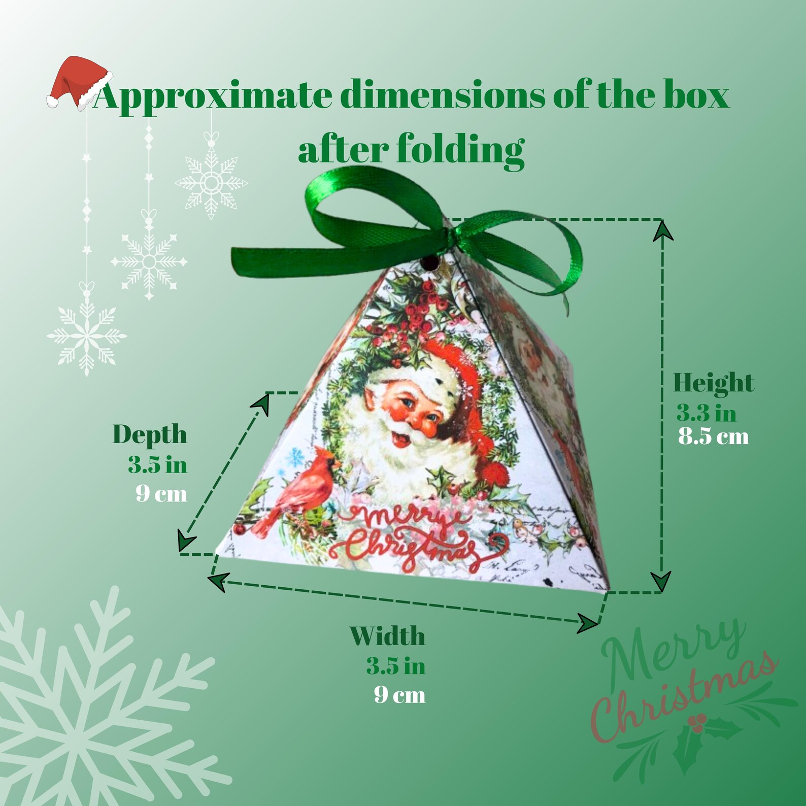 Printable Christmas Mini Gift Box New Year Party Favor Box DIY Pyramid ...
