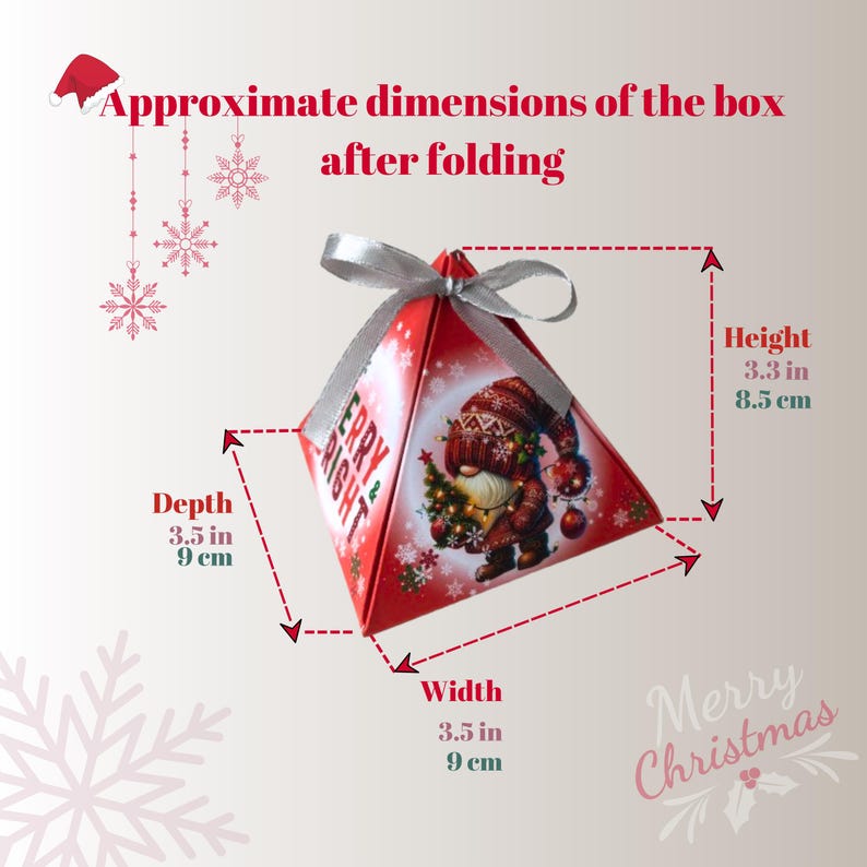Christmas Gnome Mini Pyramid Gift Box: Printable DIY Party Favor (PDF ...