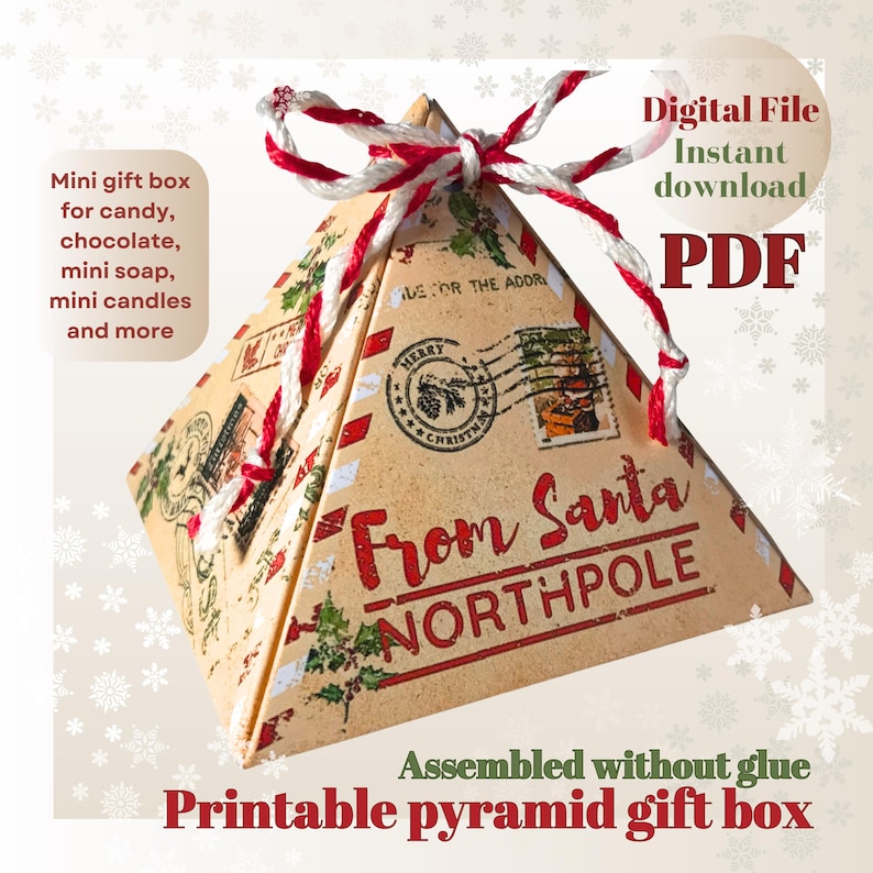 Christmas Mini Pyramid Gift Box: Printable DIY Party Favor (PDF) - Etsy