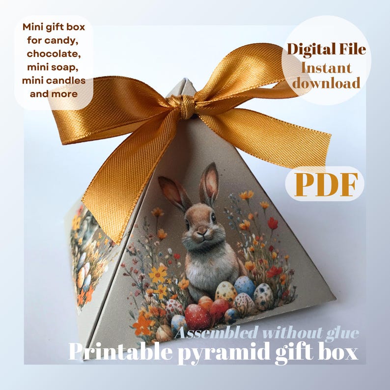 Easter Mini Pyramid DIY Gift Box Printable Template (PDF Download) - Etsy