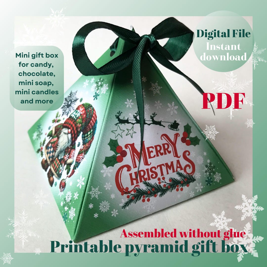 Printable Christmas Mini Gift Box Party Favor Box DIY Pyramid Christmas ...
