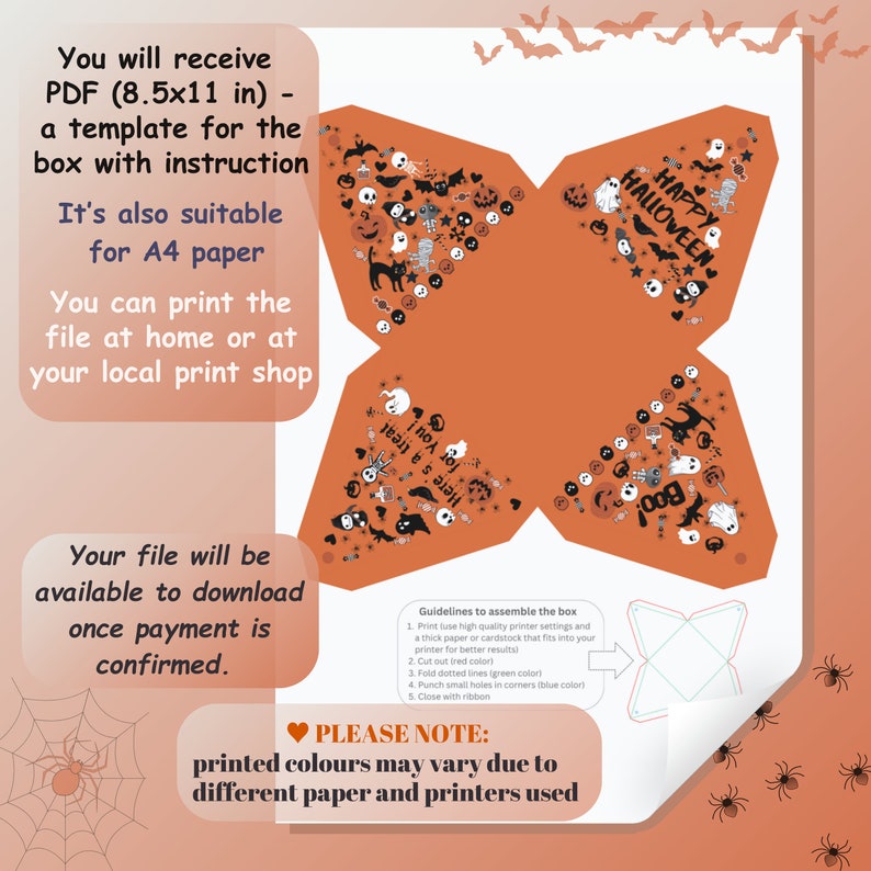 Printable Halloween Mini Treat Box Halloween Party Favor Box DIY ...
